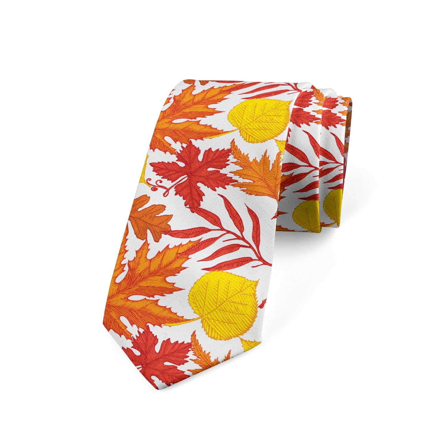 Autumn Necktie, Various Fall Leaves Design, Dress Tie, 3.7", Orange ...