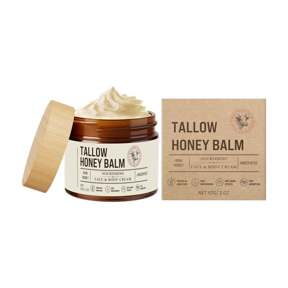 Oukeya Grass-Fed Beef Tallow Balm Cream with Olive Oil and Raw Honey, 1 ...