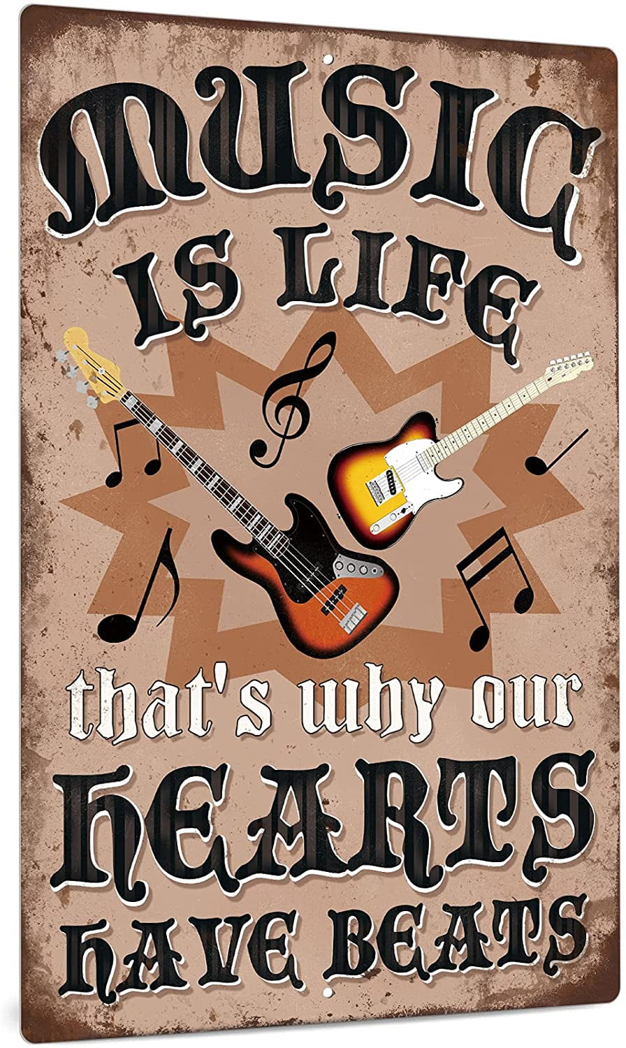 Metal Vintage Music Sign, Retro Wall Decor for Coffee Bar, Man Cave ...