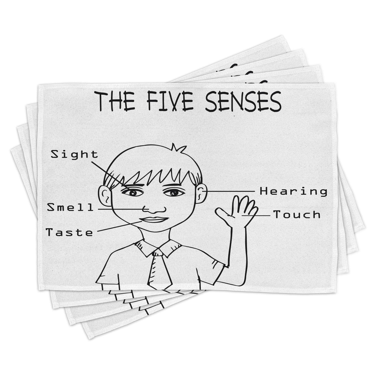 Ambesonne Science Place Mats Set of 4, 5 Senses on Boy, Standard Size ...