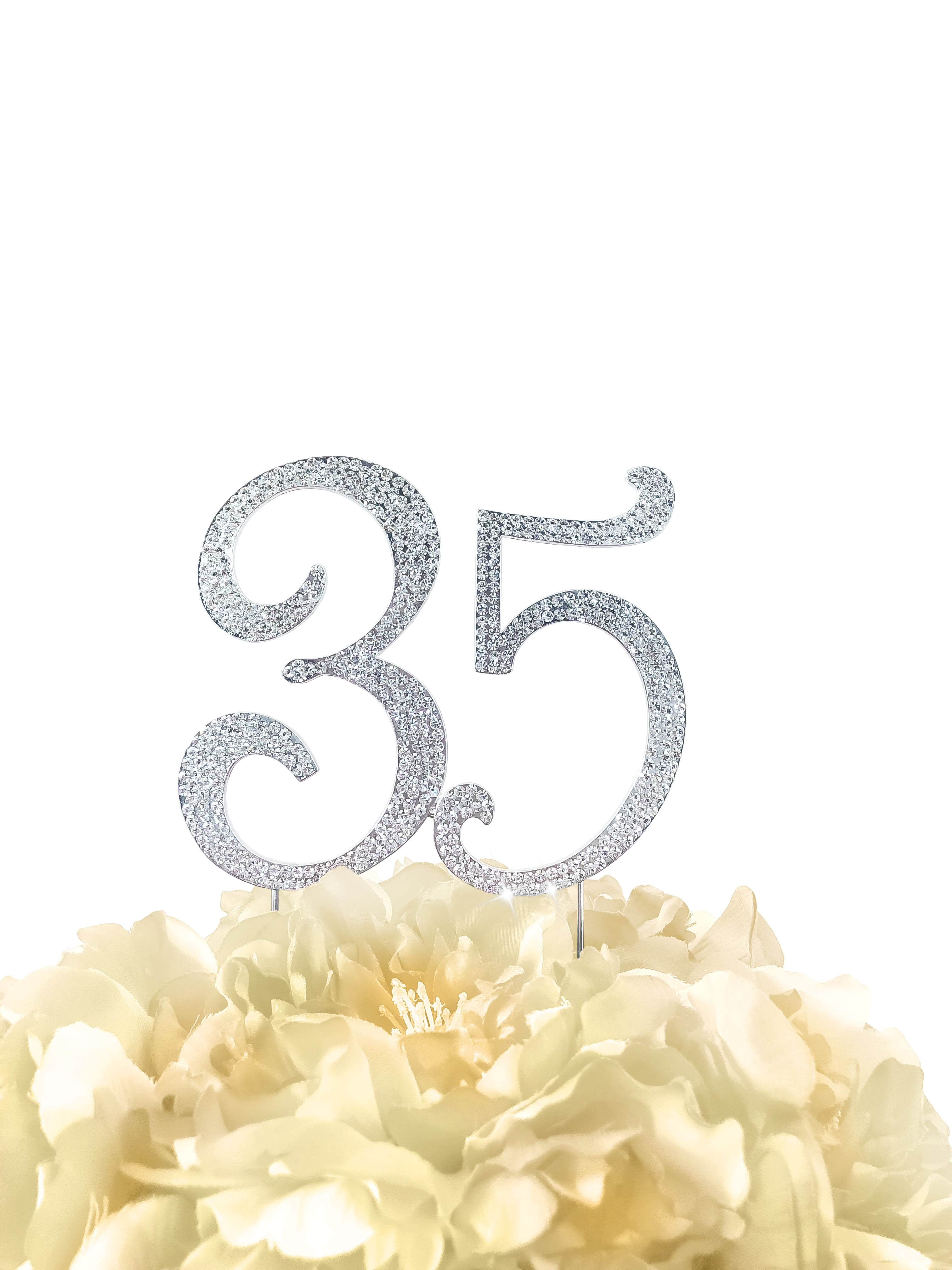 Rhinestone Cake Topper - Number 35 - Silver - Walmart.com