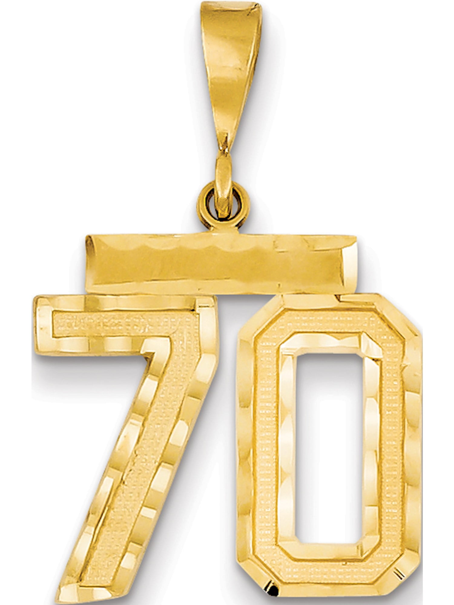 14k Yellow Gold Medium Diamond-cut Number 70 Pendant / Charm | Walmart ...