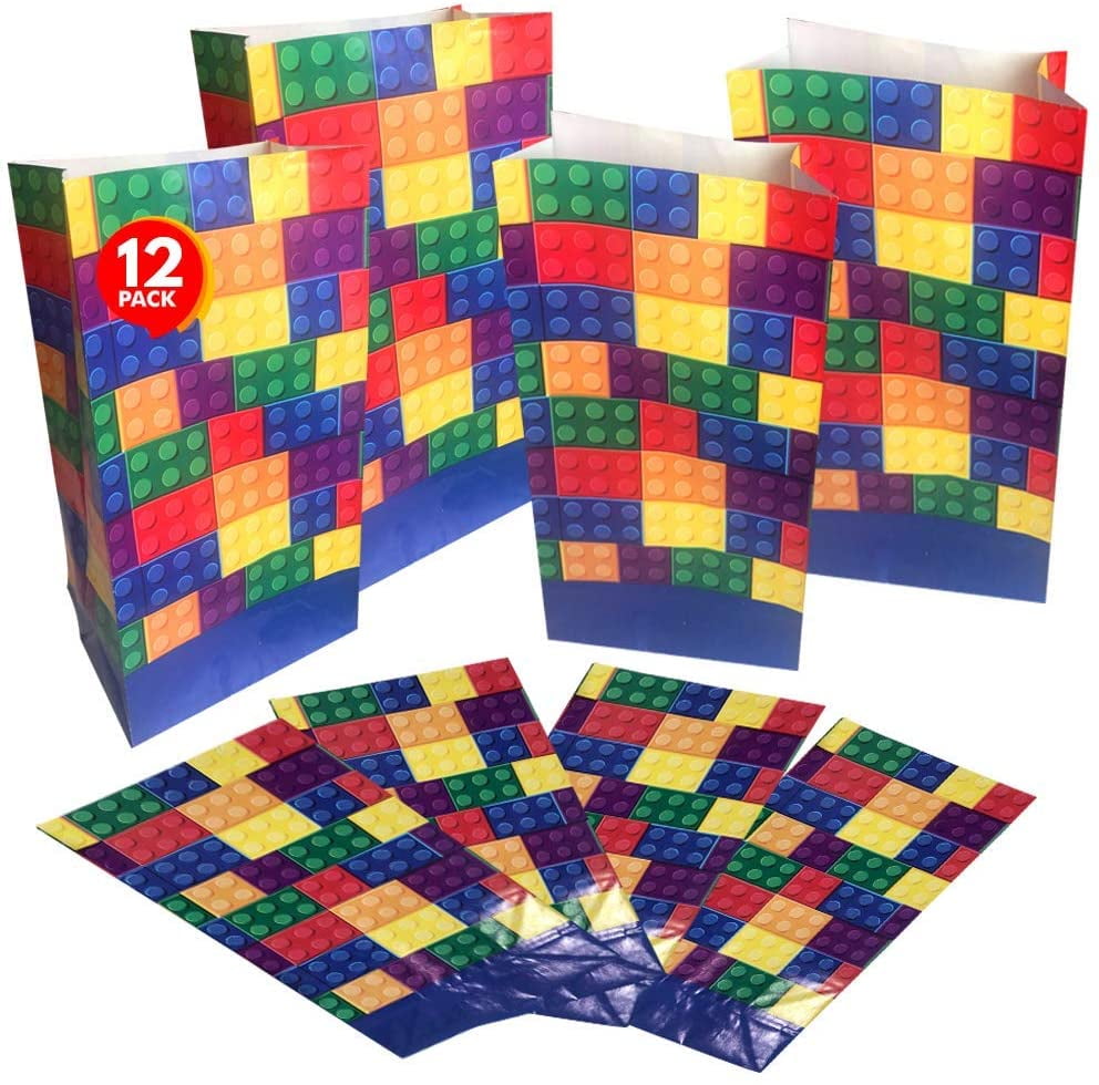 ToyExpress Building Block Paper Party Favor Bags, Pack of 12, Fun ...