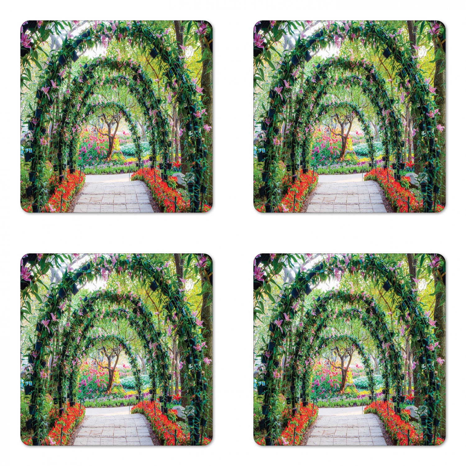Garden Coaster Set of 4, Flower Arches Pathway in Ornamental Plants ...