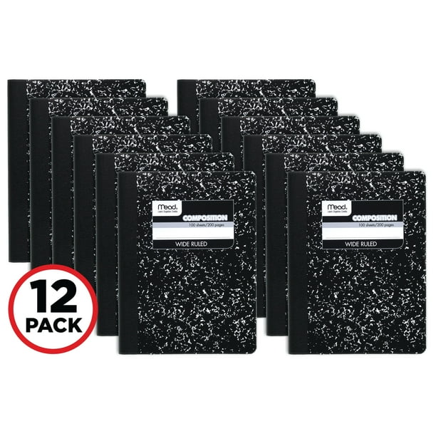 Mead Composition Book, Wide Ruled, 100 Sheets, 9 3/4" x 7 1/2", Black ...