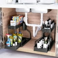 Puricon 2 Pack Under Sink Organizer, 2-Tier L-Shape Sliding Under Sink ...