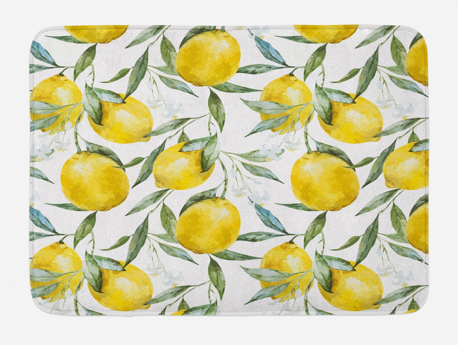 Nature Bath Mat, Vibrant Citrus Branch with Blooms Delicious Plant ...