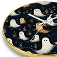Halloween Ghosts Round Printed Wall Clocks with Hooks and Gold Stand ...