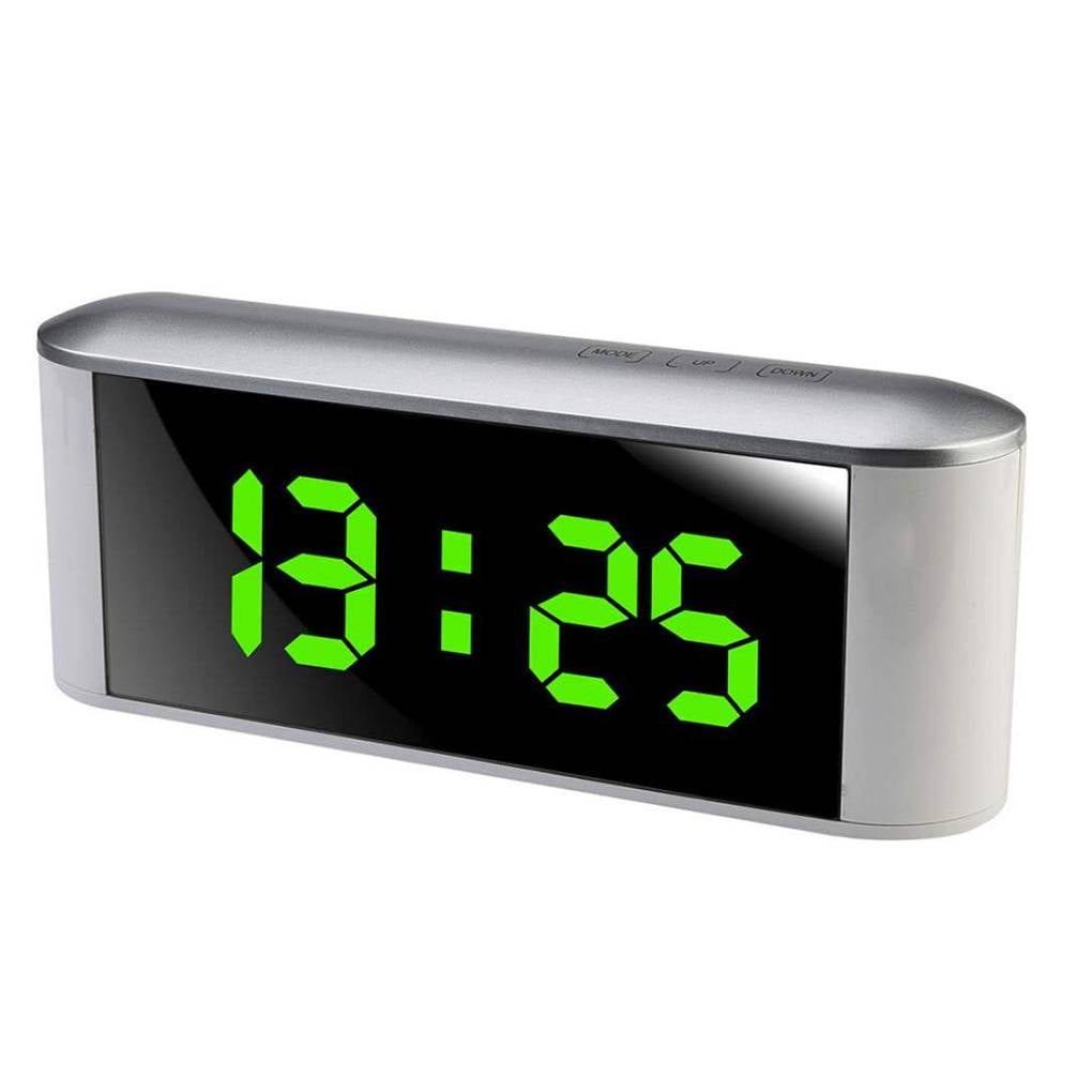Riwesomey Espejo LED Pantalla digital Snooze Despertador Hora ...