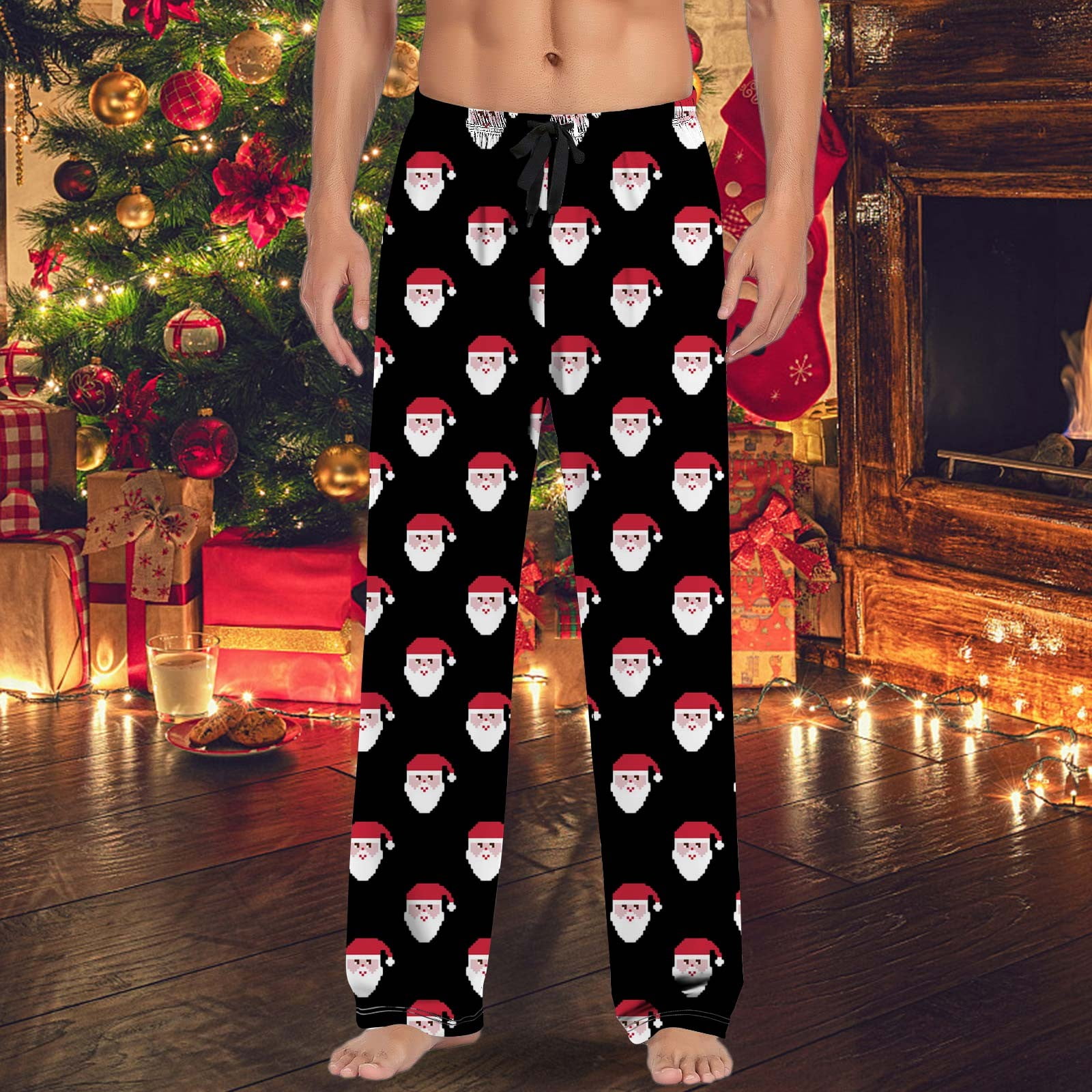 Christmas Mens Casual Pants Pajama Pants With Drawstring And Pockets ...