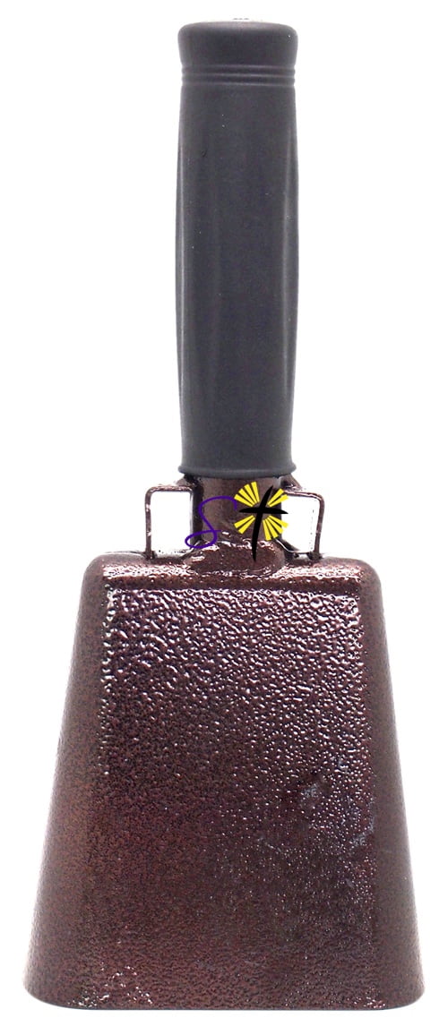 8.6 inch Brown Bell Black Handle Cowbell with Stick Grip Handle Used ...