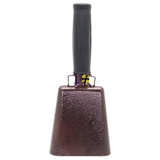 8.6 inch Brown Bell Black Handle Cowbell with Stick Grip Handle Used ...