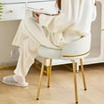 Armless Vanity Chair with Gold Bese, Cute PU Leather Makeup Chair with ...