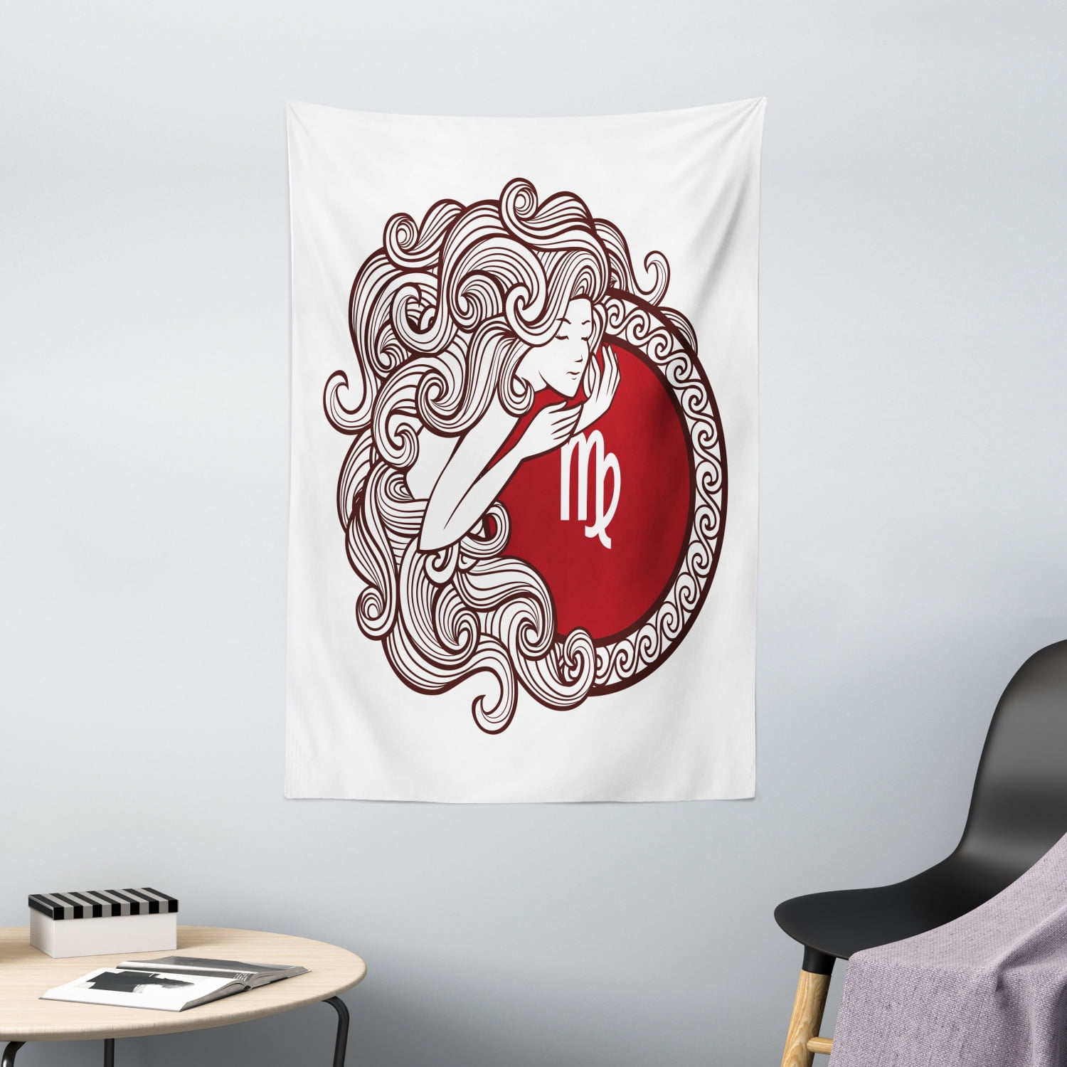 Virgo Tapestry, Vibrant Color Abstract Image Zodiac Sign Long Haired ...