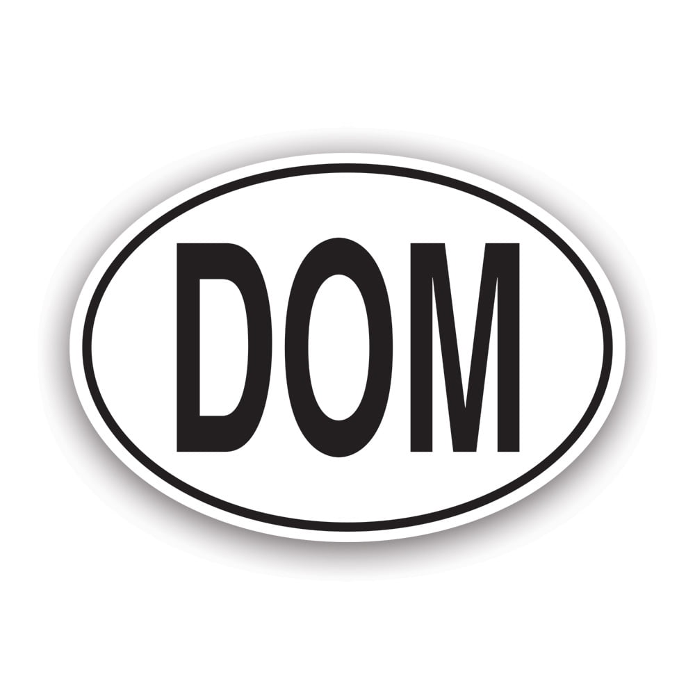 DOM Dominican Republic Country Code Oval Sticker Decal - Self Adhesive ...