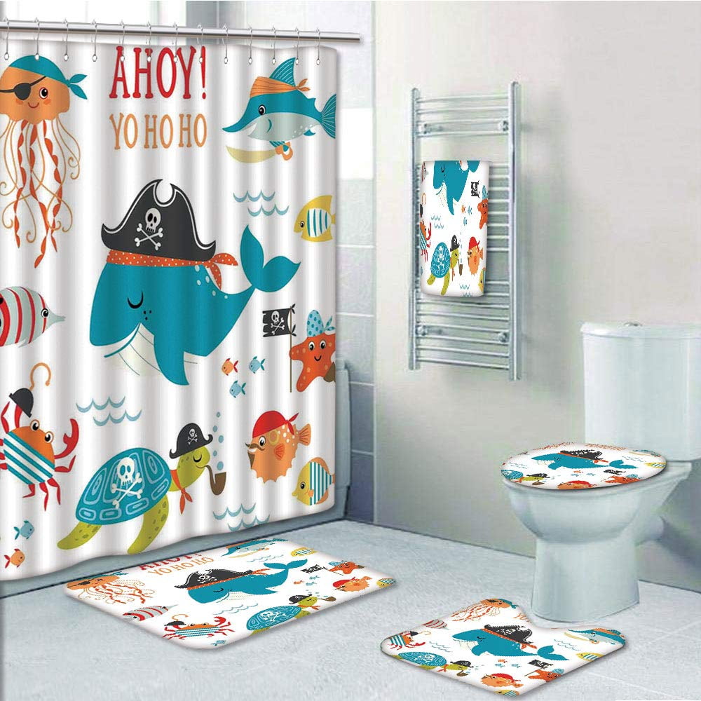 PRTAU Kids Ahoy Pirate Whale Turtle Pipe Hook Crab Octopus Captain ...