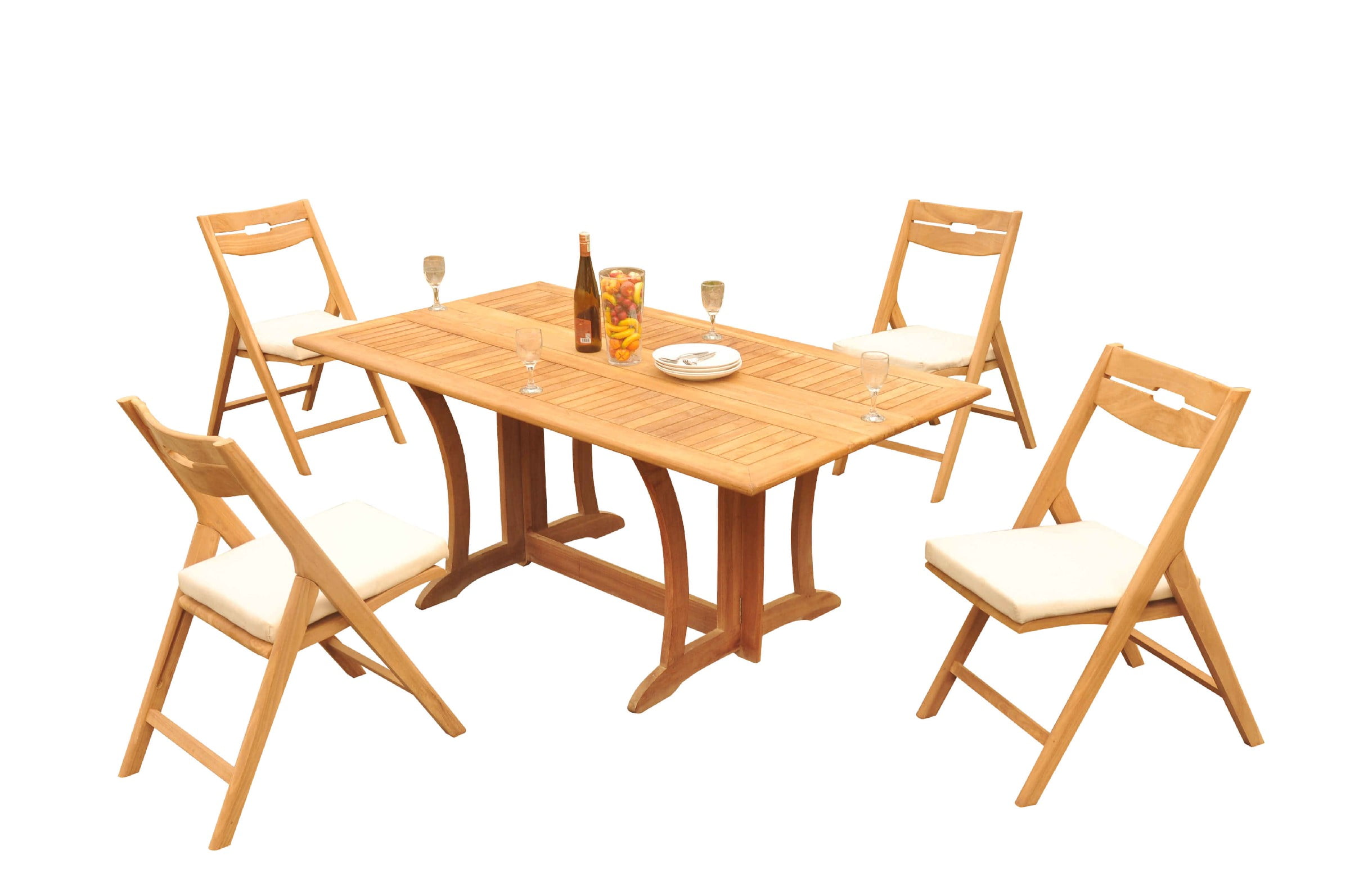 Grade A Teak Dining Set 4 Seater 5 Pc Warwick Console Folding