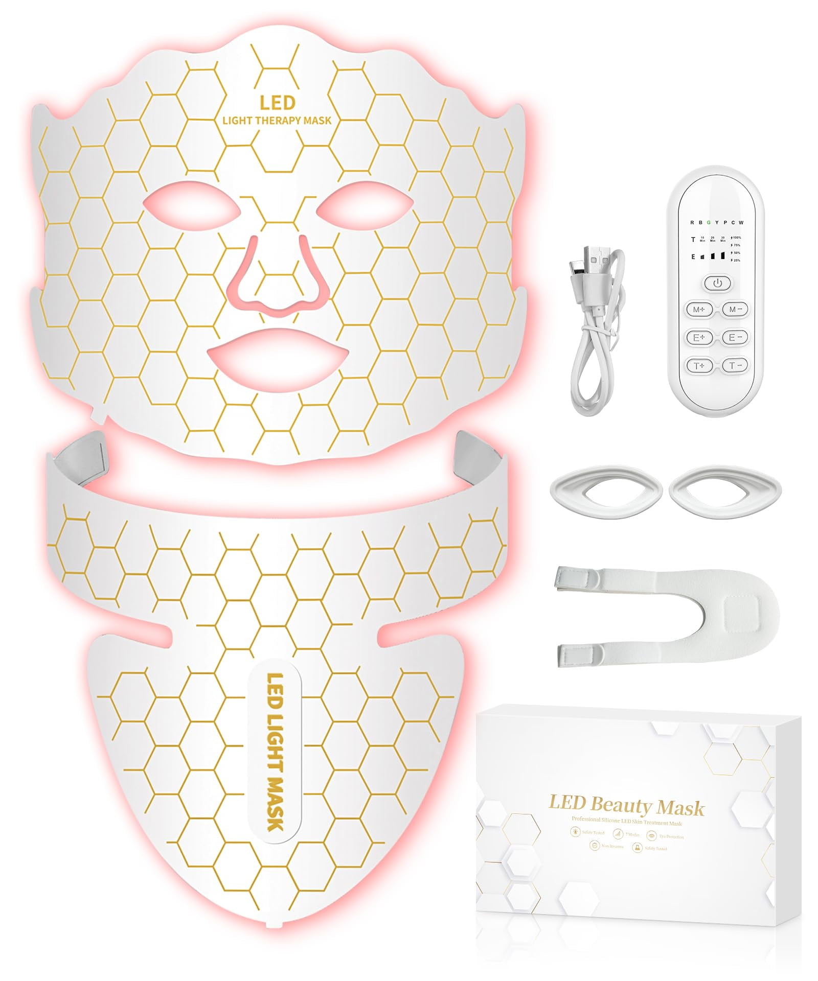 Mascarilla LED para rostro y cuello Light Therapy Yahi Red Light ...