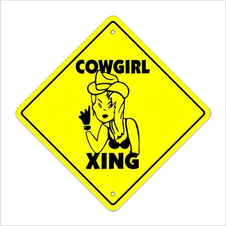 Cowgirl Crossing Sign Zone Xing | Indoor/Outdoor | 14" Tall Plastic ...