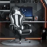 Alden Design Ergonomic Gaming Chair with Slide Out Footrest, Black ...