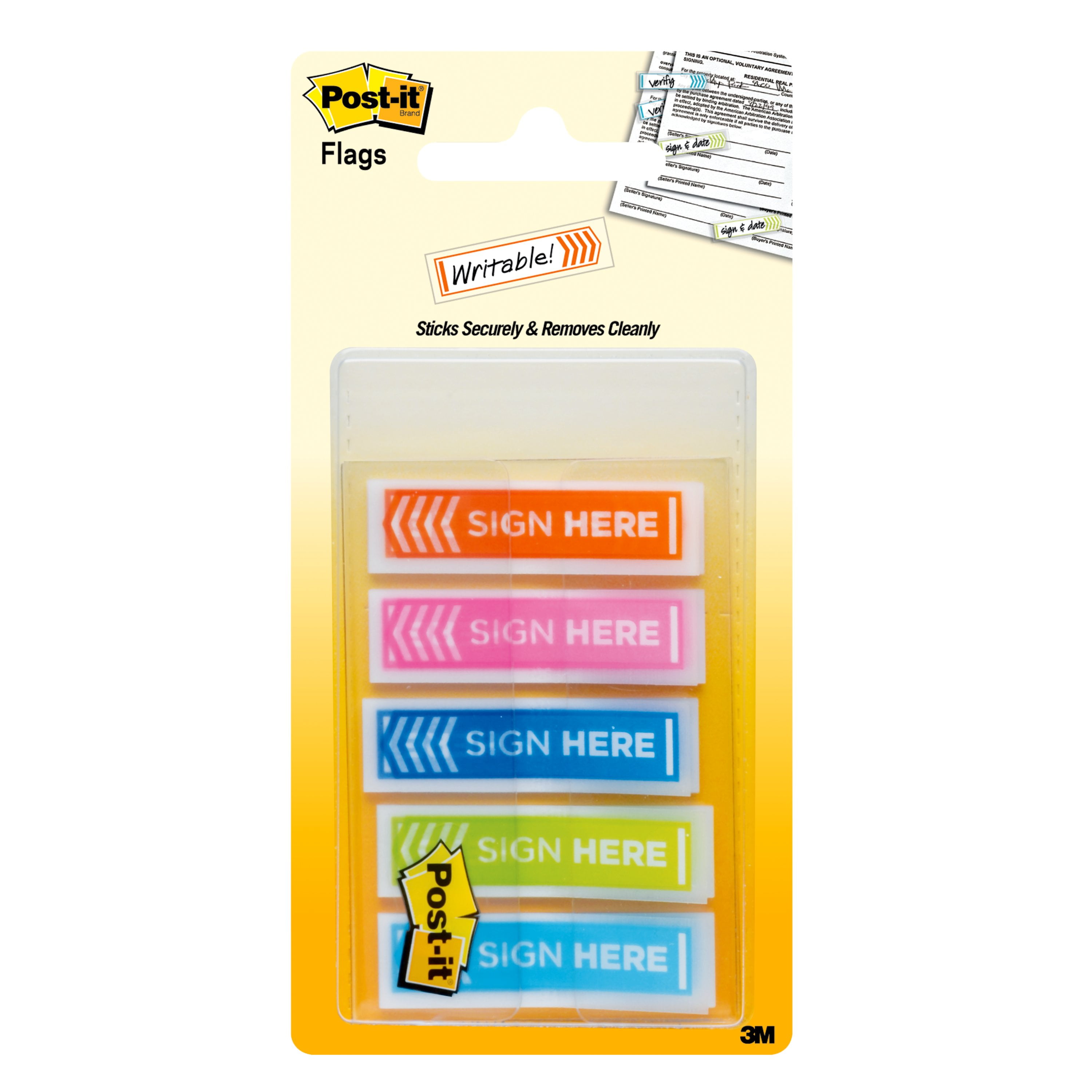 Post it "Sign Here" Flags, Assorted Colors, 1/2" Wide, 100 Flags ...