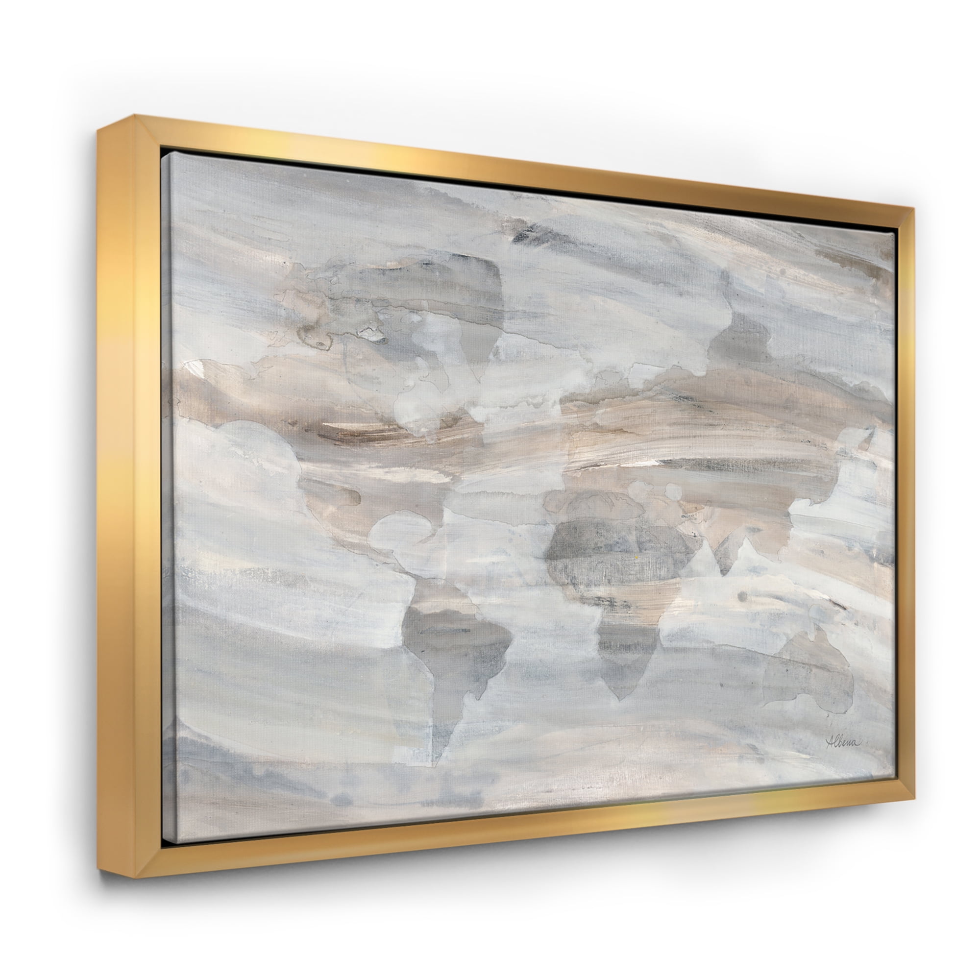 Click here for Designart Misty World Map - Glam Map Framed Canvas... prices