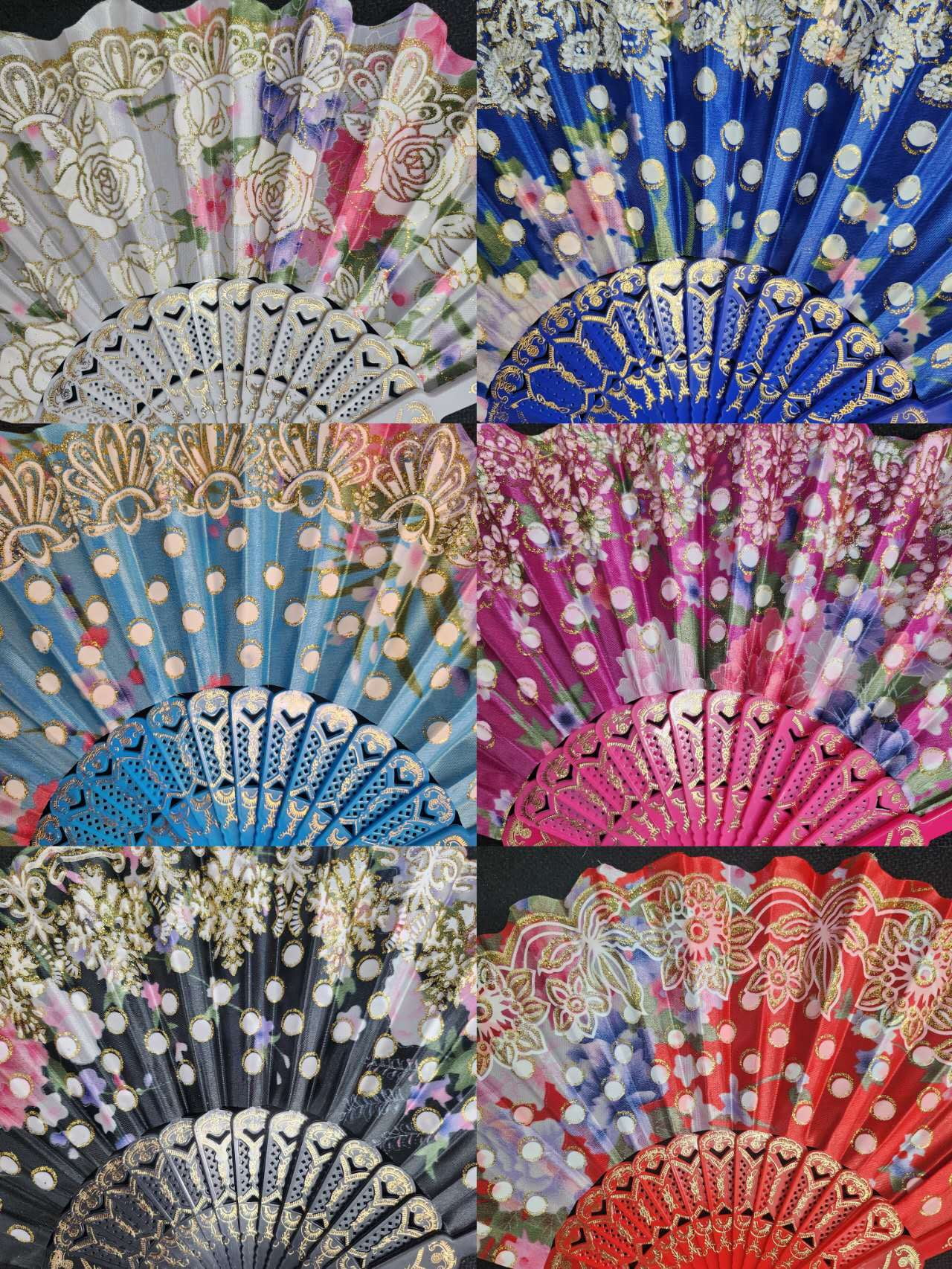 Set of 12 Mixed Color Hand Held Folding Fans w/Gift Bags for Party ...