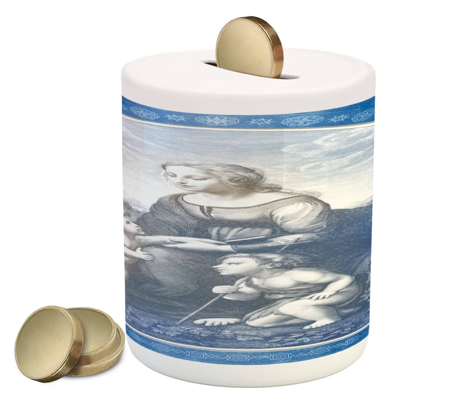 Renaissance Piggy Bank, Medieval Middle Ages Mother and Sons on Farm ...