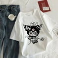 Sanrio T Shirt Women Cotton Y2k Anime Dark Kuromi Tees Shirts Kawaii