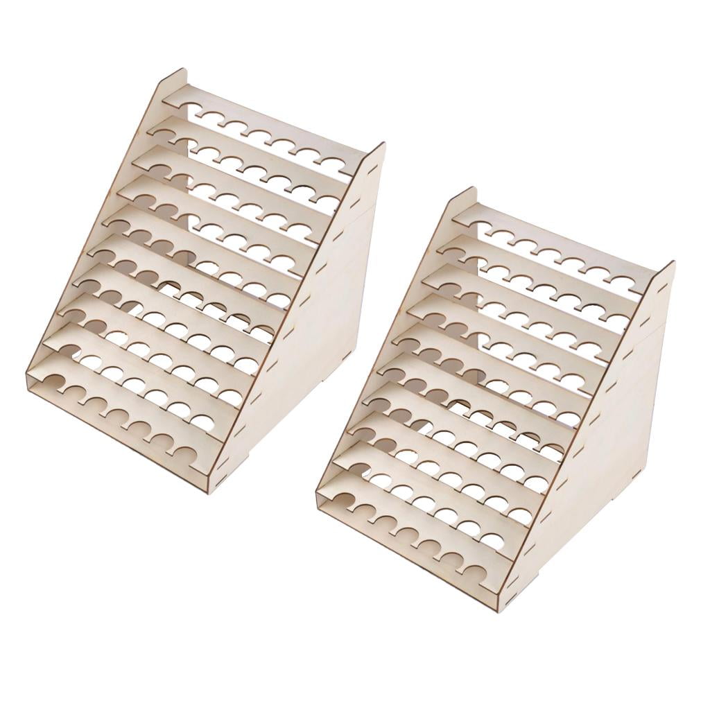 Set of 2 Paint Bottles Rack 75 Pots Wooden Stand Holder,Cosmetic ...