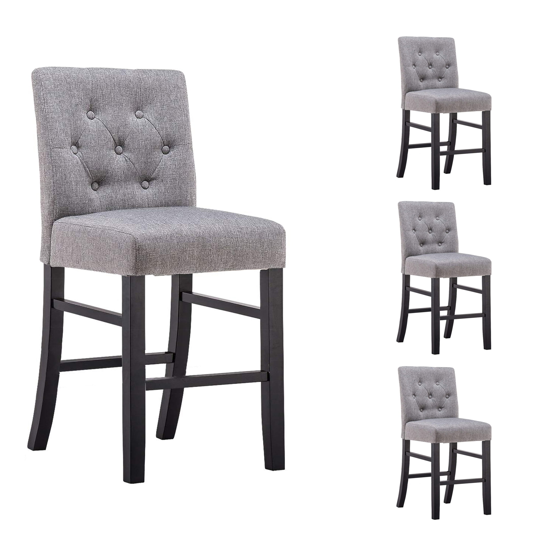 Homy Grigio Gray Fabric Tufted Modern Upholstered 24 inch Bar Stools ...