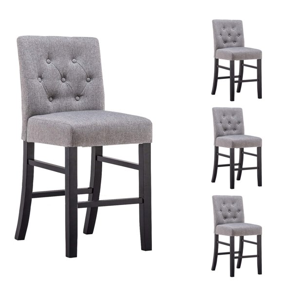 Homy Grigio Gray Fabric Tufted Modern Upholstered 24 inch Bar Stools ...