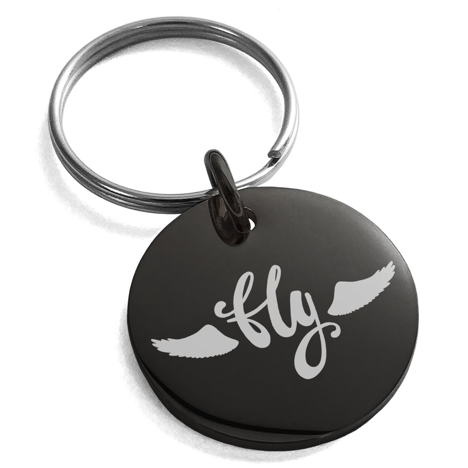 Stainless Steel Fly and Soar Engraved Small Medallion Circle Charm ...