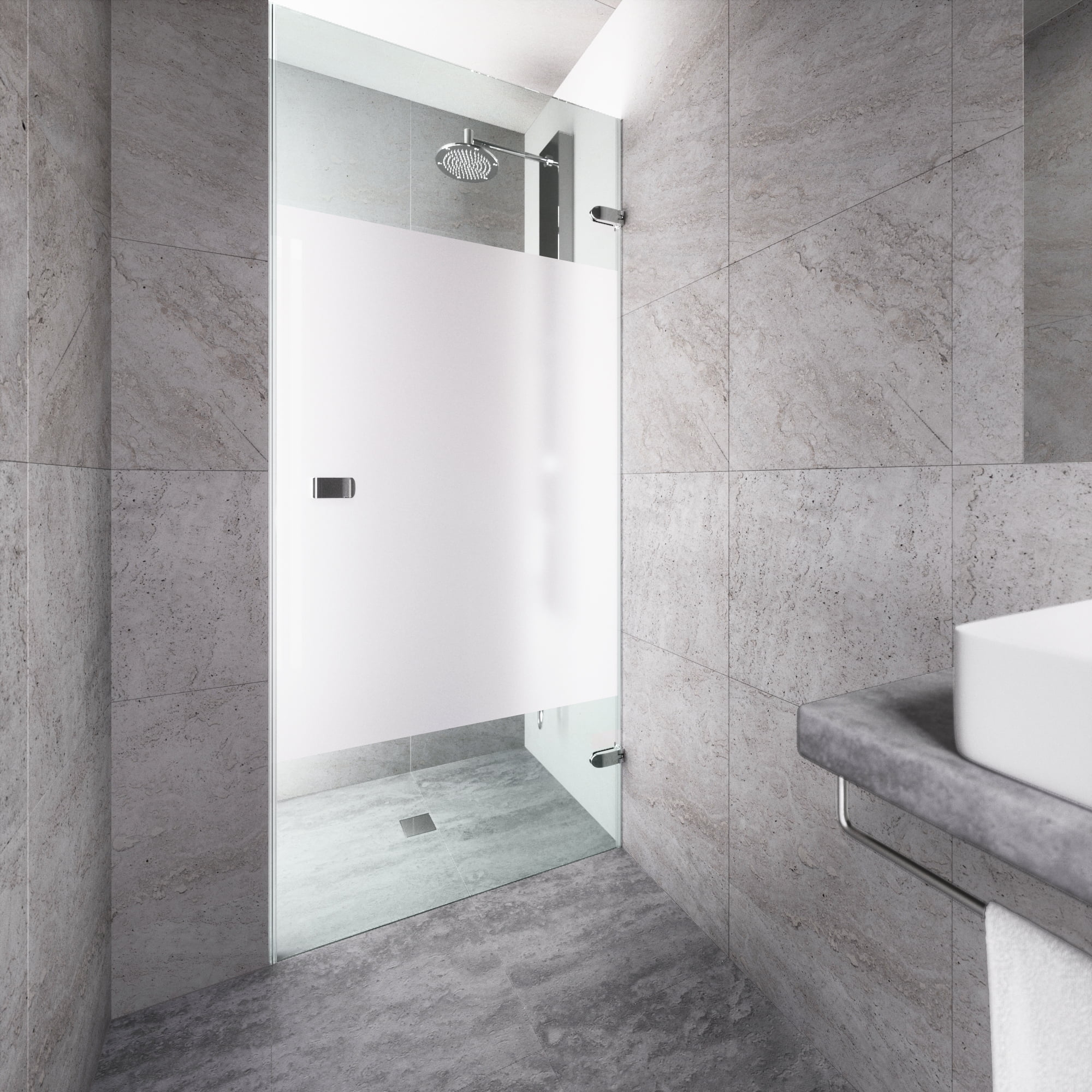 VIGO Tempo 28" Adjustable Frameless Shower Door with Privacy Panel ...