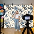 8x6ft Photo Backdrop, Blue Spring Floral Soft Polyester Backdrop ...