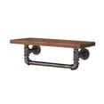 24 Inches Wood and Metal Frame Floating Wall Shelf, Walnut Brown and ...