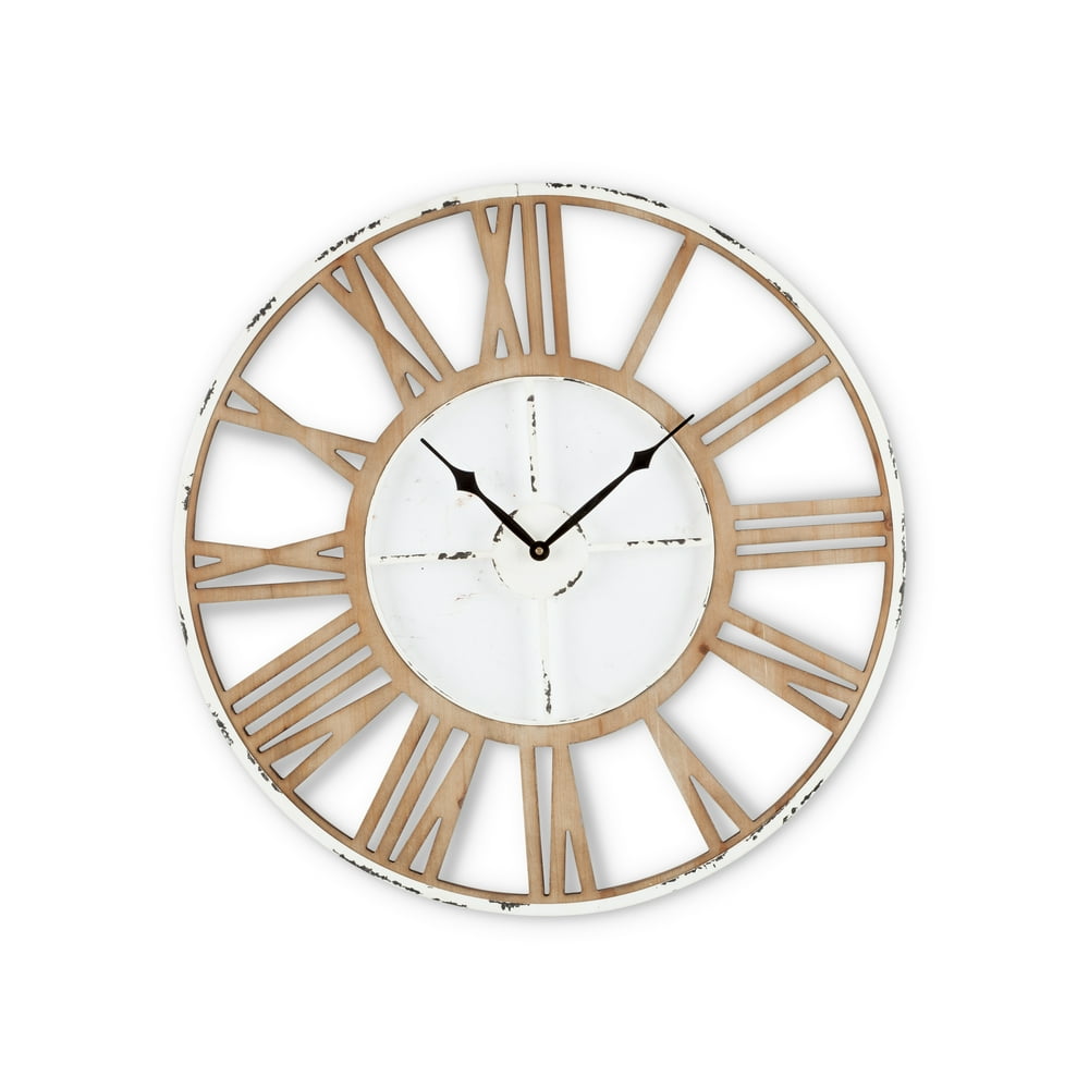 Gerson 24-Inch Diameter Wood Roman Numeral Round Wall Clock - Walmart ...