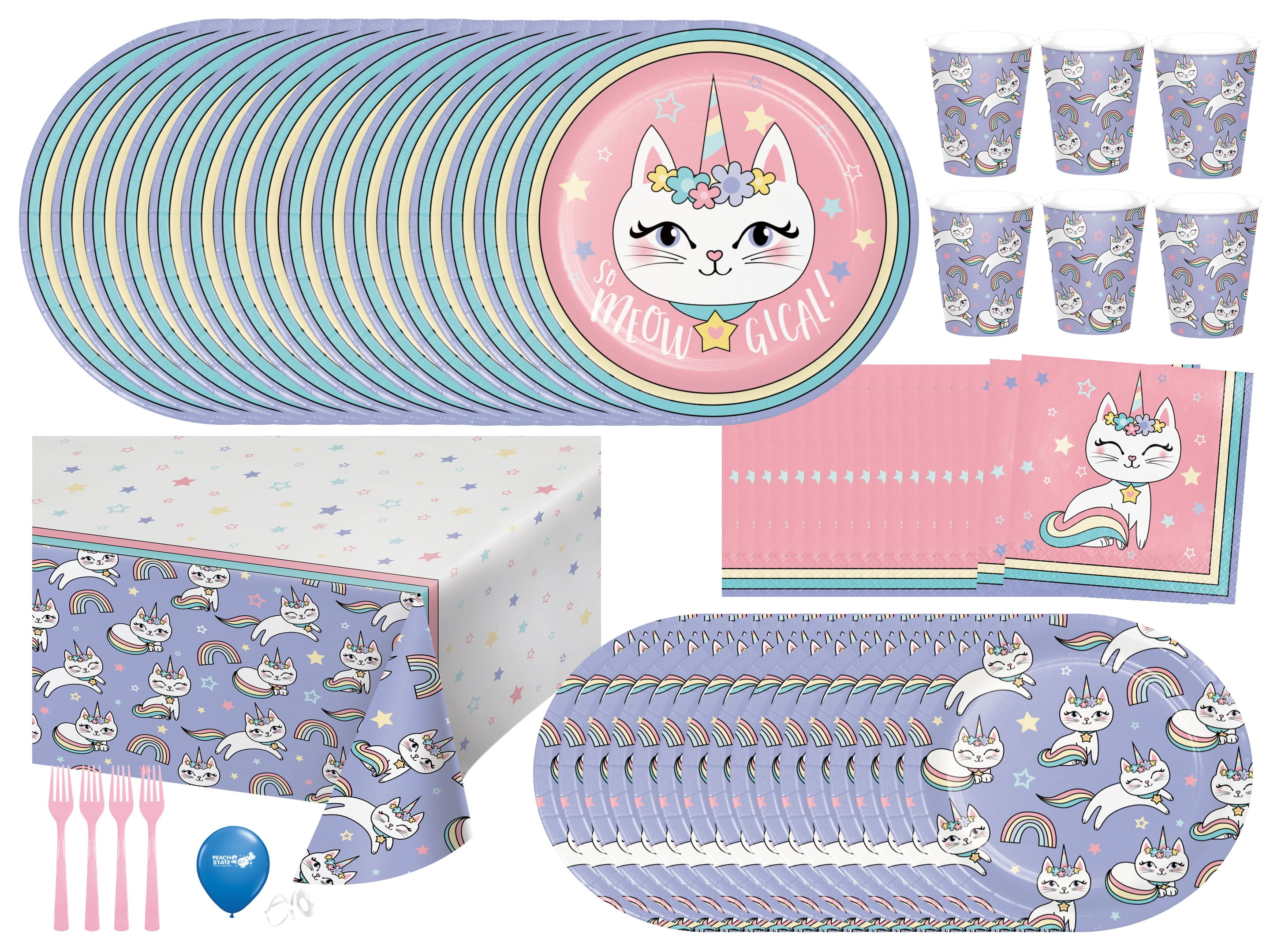 Kitty Cat Sassy Caticorn Birthday Party Supplies | Caticorn Tableware ...
