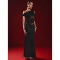 Black Womens One Shoulder Lace Side Twist Maxi Mermaid Dress For Party ...
