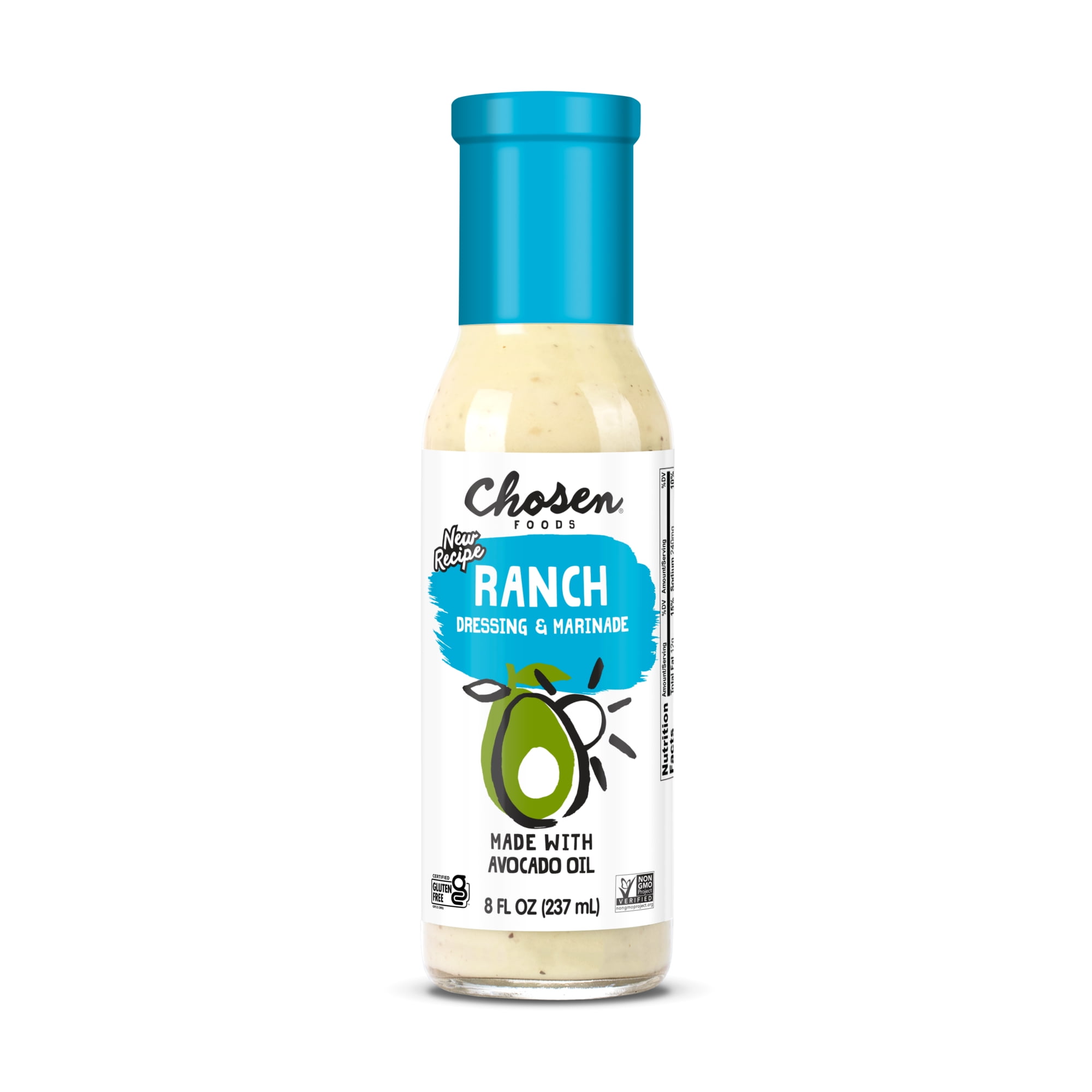 Chosen Foods Ranch Salad Dressing and Marinade, 8 Fluid Ounces ...