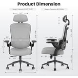 Ergonomic Office Chair, Adjustable Lumbar, Armrests, High Back Swivel ...