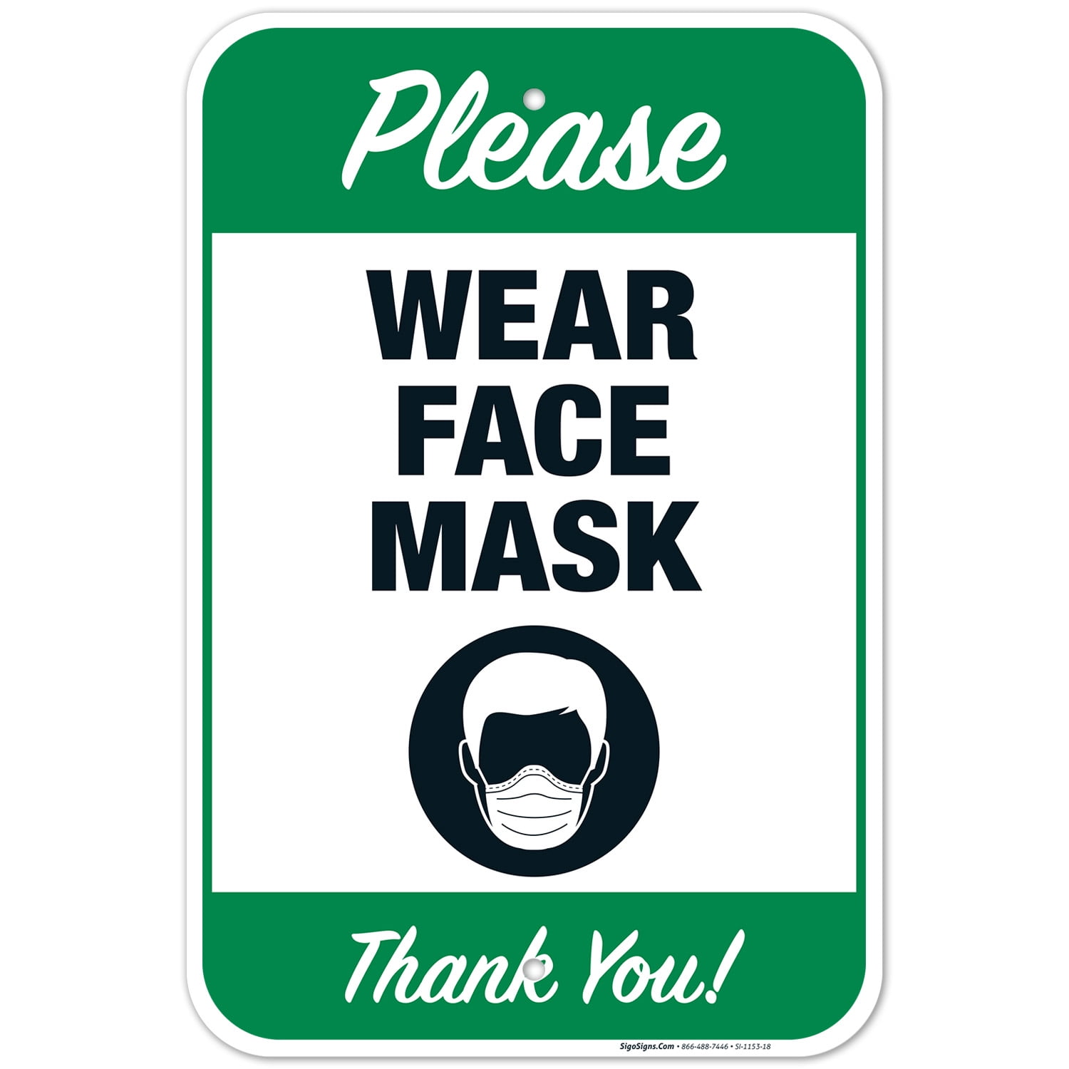 Please Wear Face Mask Sign, Mask Required Sign, 12x18 Aluminum ...