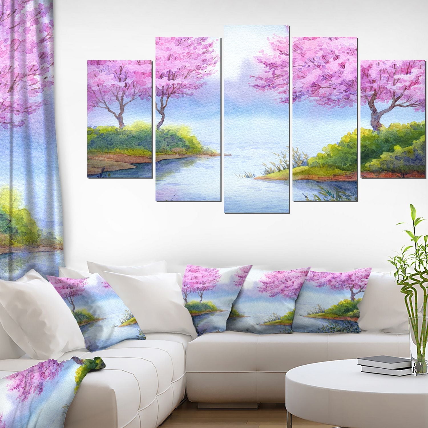Click here for Designart Design Art Flowering Trees Over Lake Can... prices