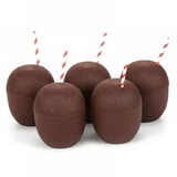 Coconut Cups, Plastic Coconut Cups with Lids and Straws for Hawaiian ...
