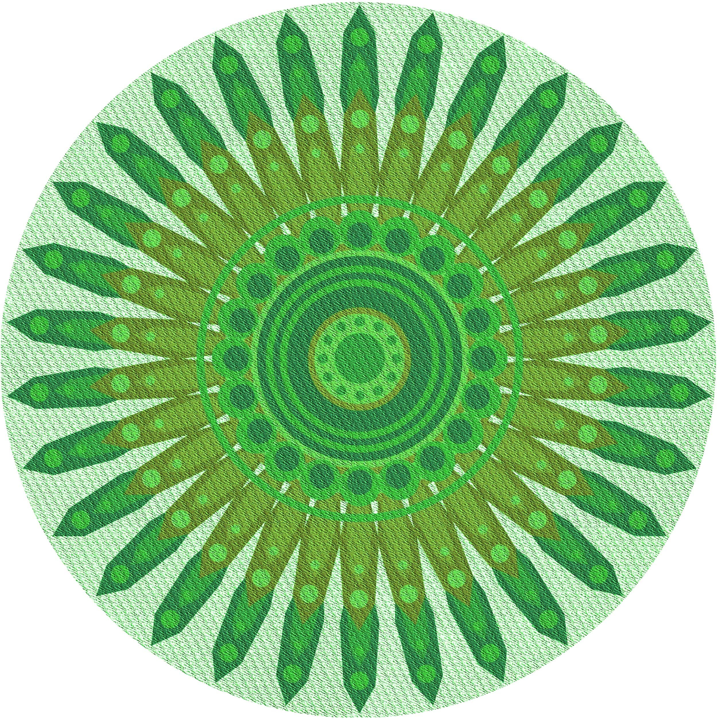 Ahgly Company Indoor Round Patterned Jade Green Area Rugs, 8' Round ...