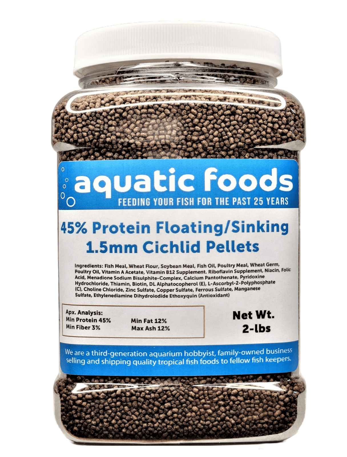 Cichlid Pellets, 45% Protein Floating/Sinking 1.5mm ( 1/16") Pellets ...