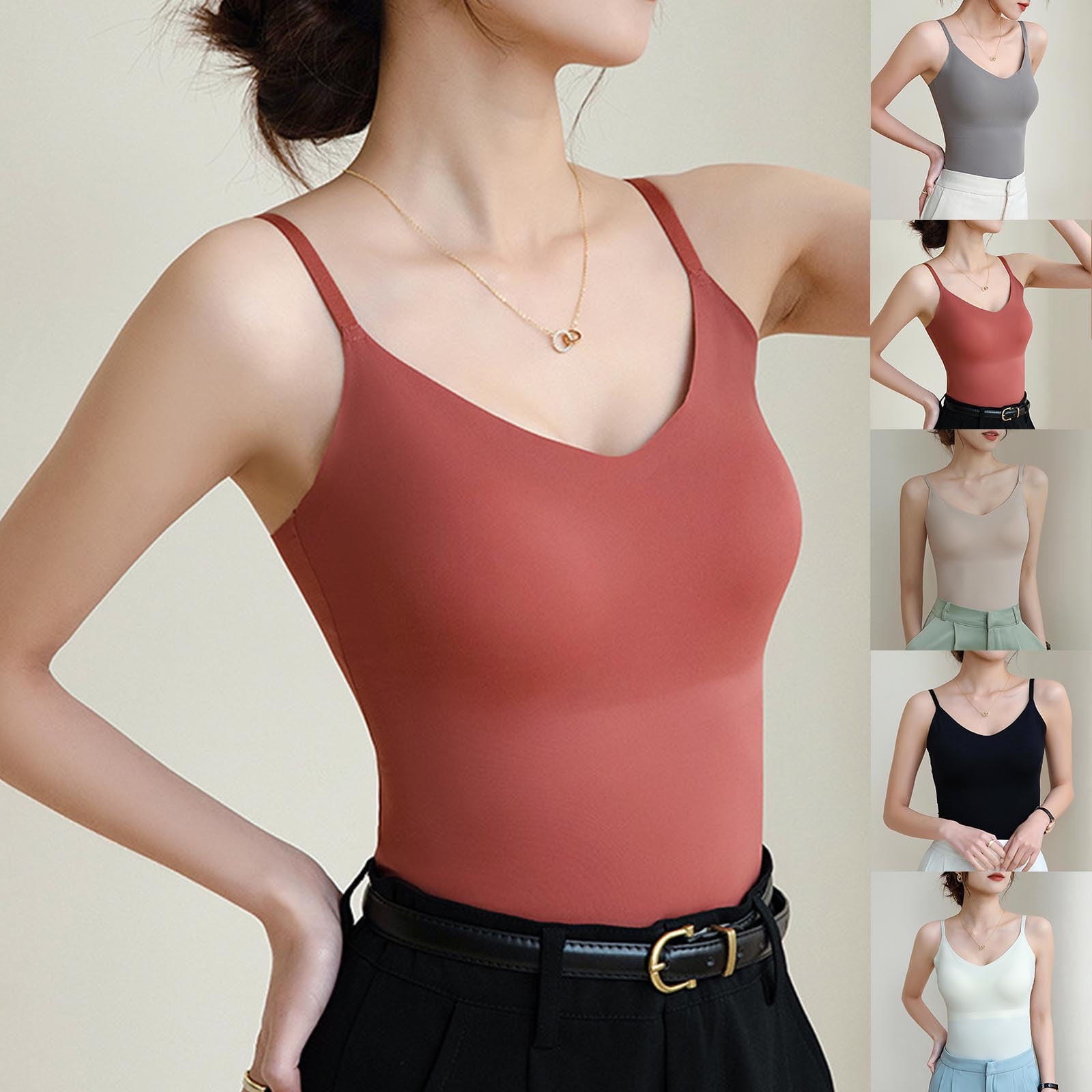 Click here for Lcziwo Womens Spaghetti Strap Tank Top V Neck Slee... prices
