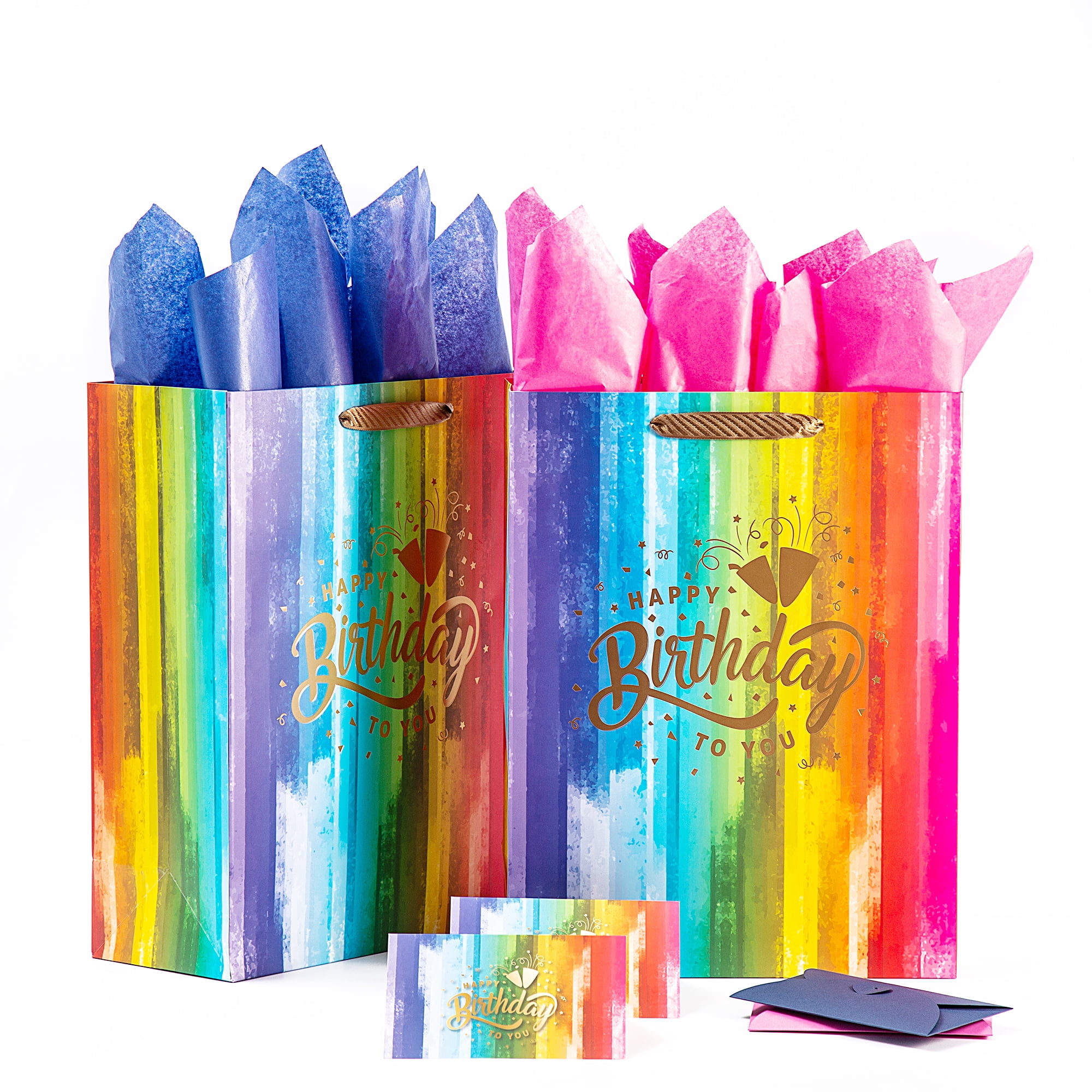 MIXMECY Large & Extra Large Birthday Party Gift Bags with Tissue Paper ...