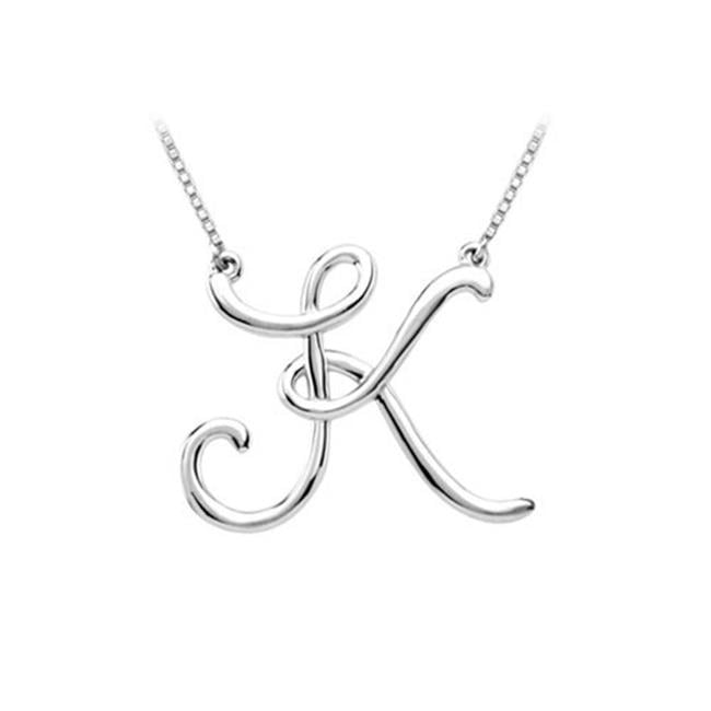 Plain Letter K Script Pendant 925 Sterling Silver - Walmart.com