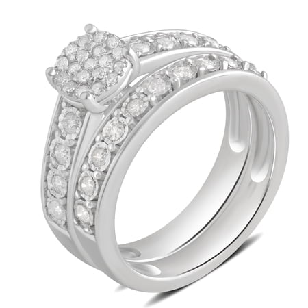 Arista - 1/2 Carat T.W Diamond Miracle Plate Sterling Silver Bridal Set ...